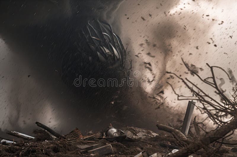 Close-up of Tornado, with Debris Flying and Wind Roaring Stock ...