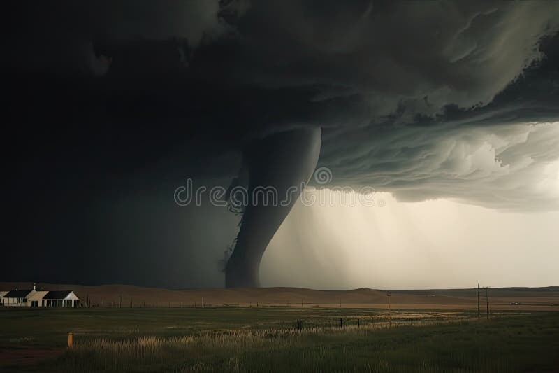 Close-up of a Tornado, Its Wind and Rain Visible in the Sky Stock ...