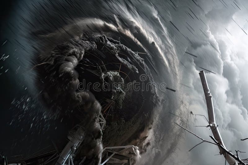 Close-up of Tornado, with the Wind and Debris Spinning Inside Stock ...