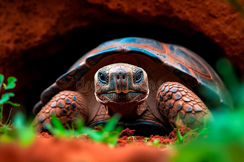 A Close Up of a Tortoise in the Middle of a Forest Stock Illustration ...