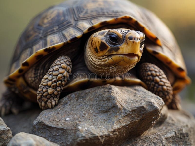 A Close Up of a Tortoise Shell on a Rock. Stock Photo - Image of ...