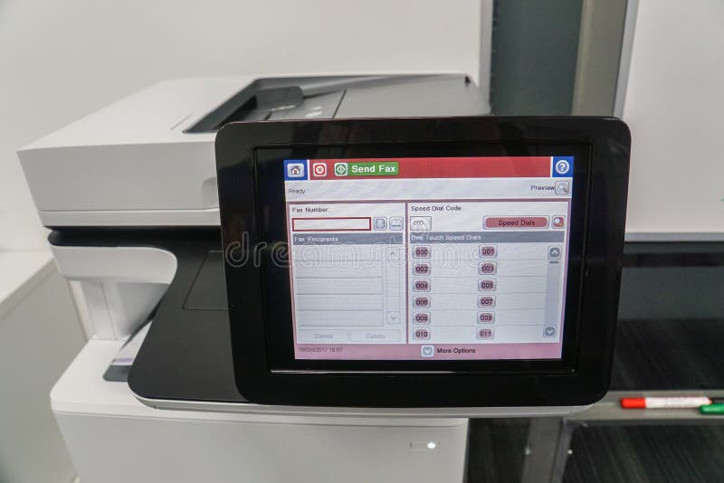 Close Up Touch Screen of Office Printer on Fax Stock Photo - Image of ...