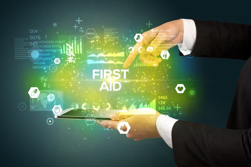 Close-up of a Touchscreen with Medical Inscription Stock Image - Image ...