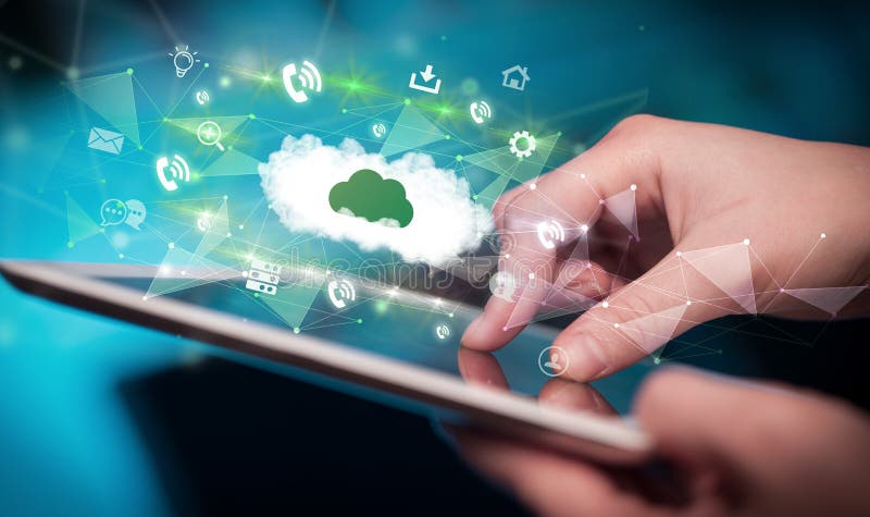 Close-up of a Touchscreen with Technology Icons Stock Photo - Image of ...