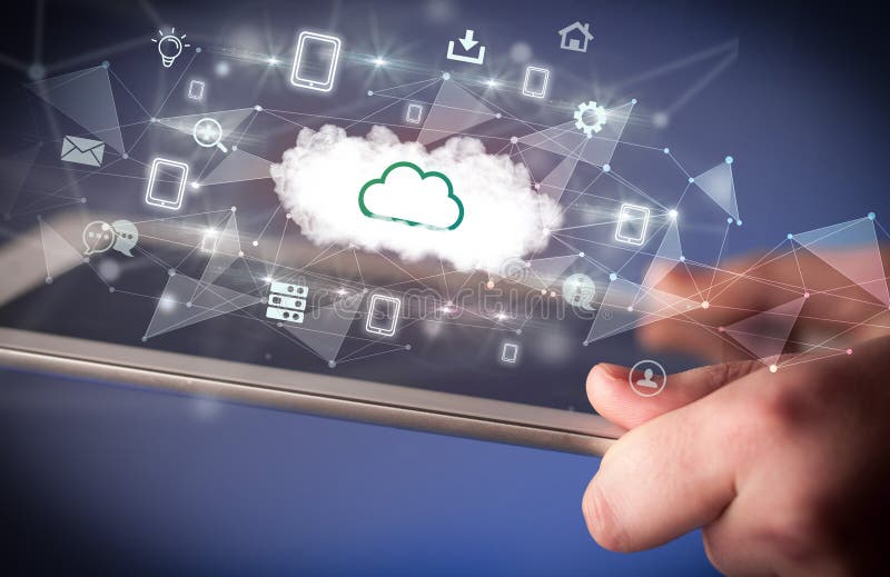 Close-up of a Touchscreen with Technology Icons Stock Photo - Image of ...