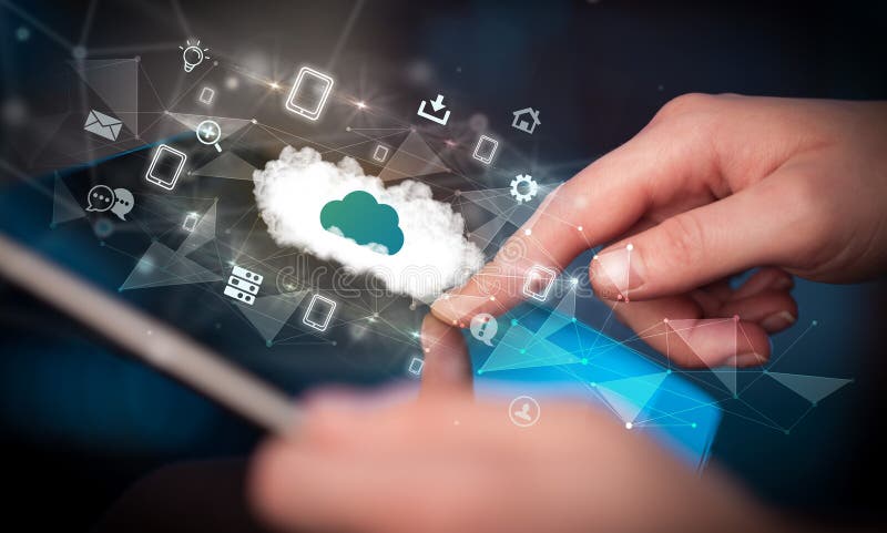 Close-up of a Touchscreen with Technology Icons Stock Image - Image of ...