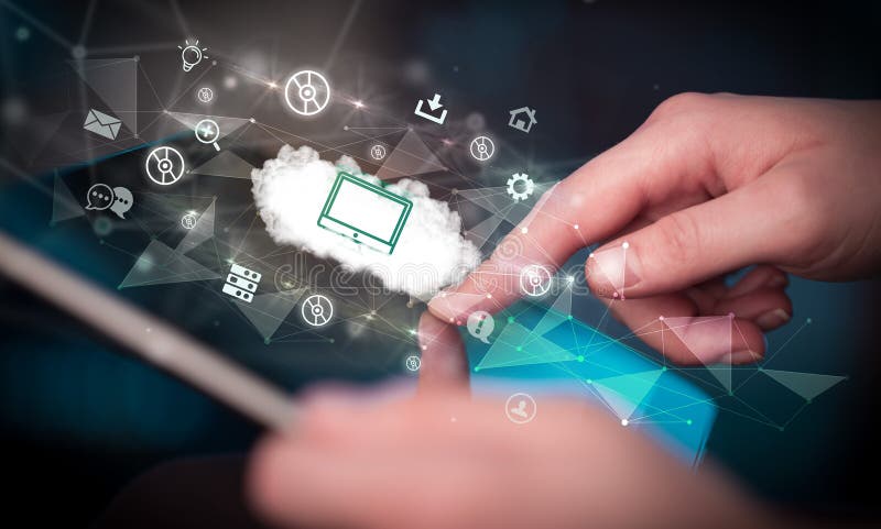 Close-up of a Touchscreen with Technology Icons Stock Photo - Image of ...