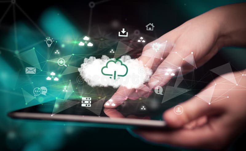 Close-up of a Touchscreen with Technology Icons Stock Image - Image of ...