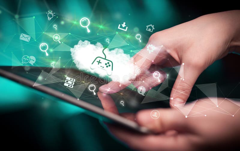 Close-up of a Touchscreen with Technology Icons Stock Image - Image of ...