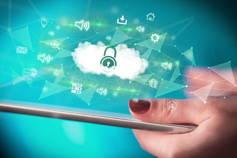 Close-up of a Touchscreen with Technology Icons Stock Photo - Image of ...