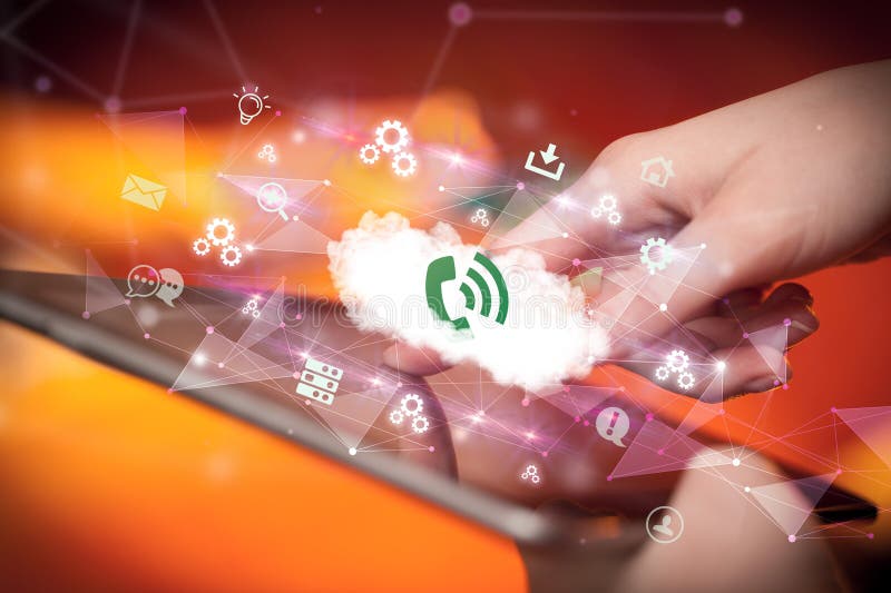 Close-up of a Touchscreen with Technology Icons Stock Image - Image of ...