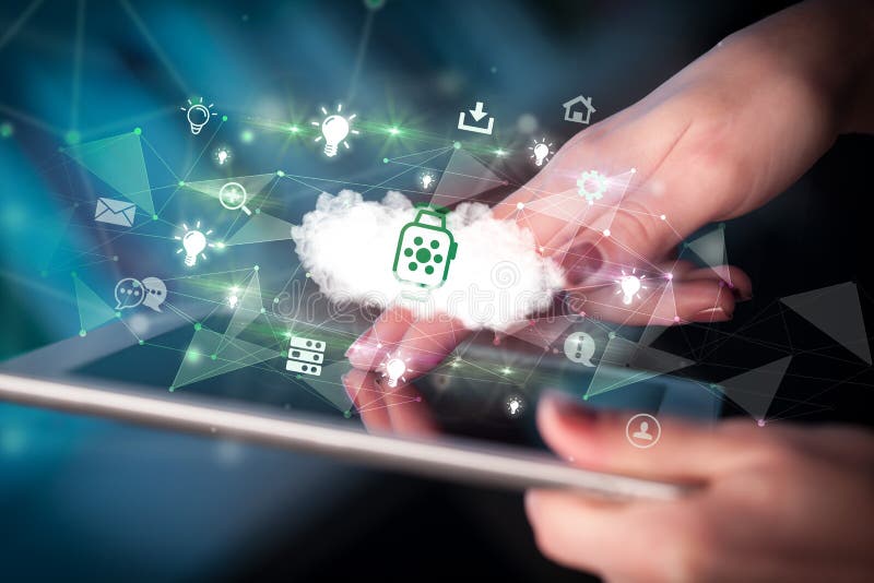 Close-up of a Touchscreen with Technology Icons Stock Image - Image of ...