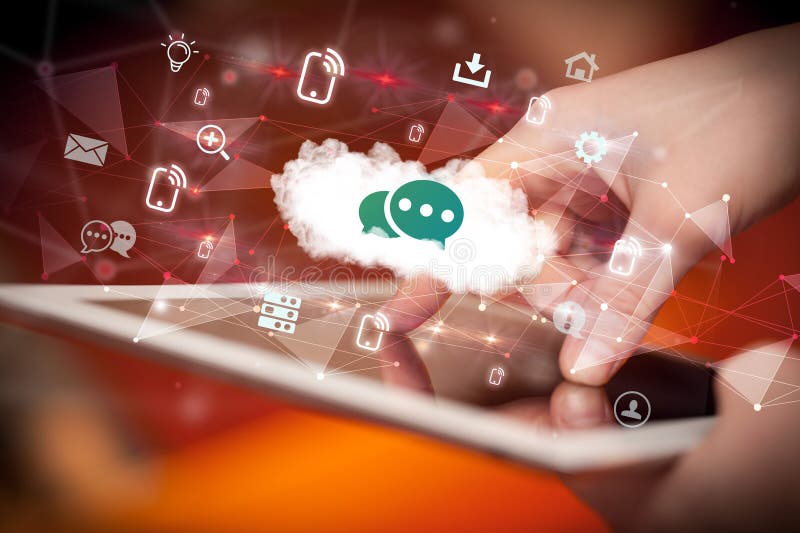 Close-up of a Touchscreen with Technology Icons Stock Image - Image of ...