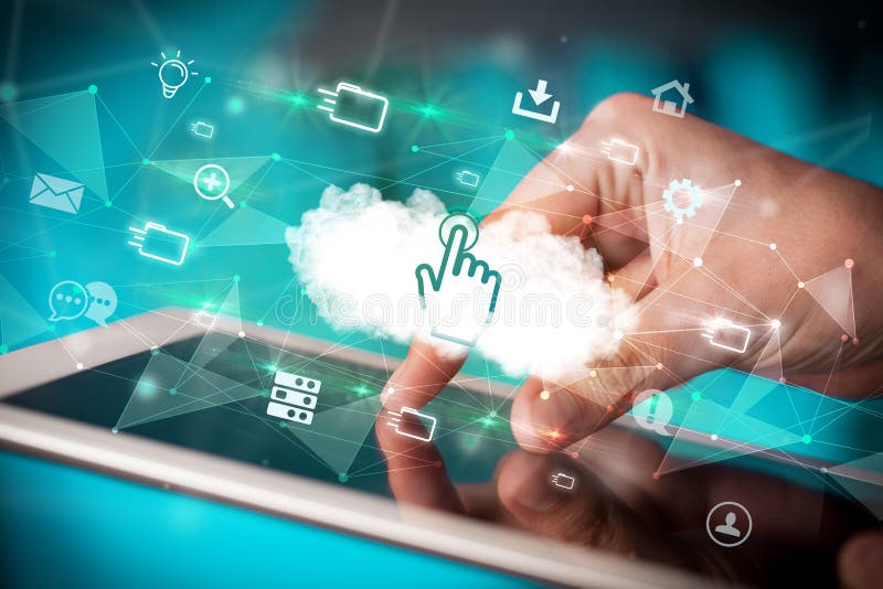 Close-up of a Touchscreen with Hand Drawn Icons Stock Illustration ...