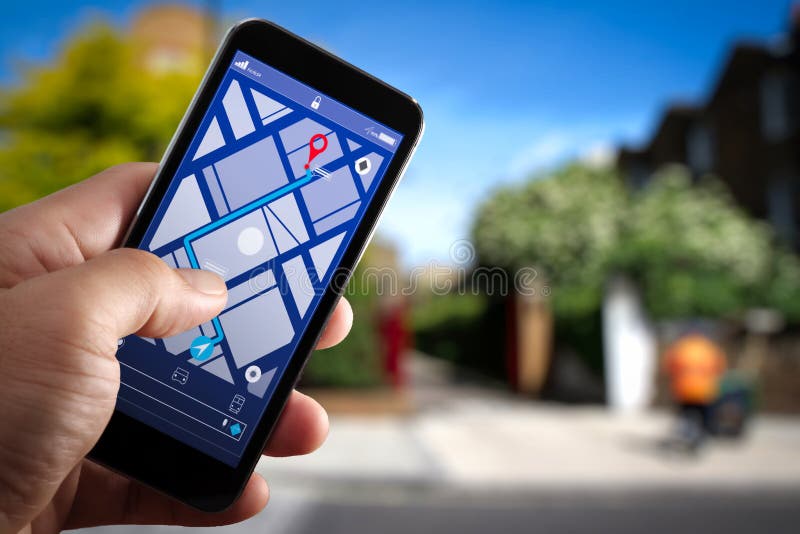 Close Up of Tourist Using GPS Map Navigation on Smartphone Application ...