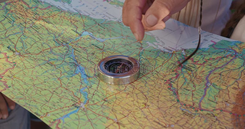 Using a Compass with a Geographic Map Stock Footage - Video of vintage ...