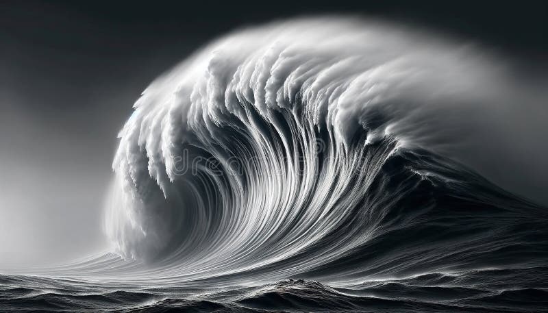 Close-up of a Towering, Dramatic Wave Cresting at Open Sea Stock Image ...