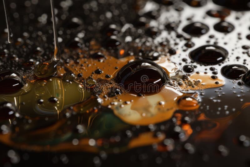 Close-up of Toxic Spill, with Droplets and Bubbles Visible Stock ...