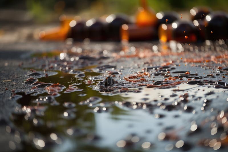 Close-up of Toxic Spill, with Droplets Creeping Across the Ground Stock ...