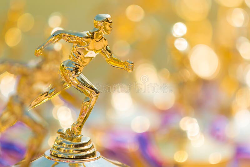 Close Up of Track and Field Running Trophy with Shallow Depth of Stock ...