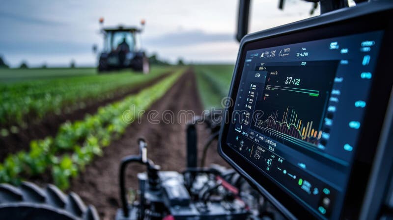 Tractor Dashboard Displaying Data in a Field Stock Illustration ...
