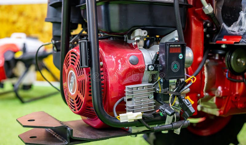 Close-up of a Tractor Engine. Modern Engine in a Walk-behind Tractor ...