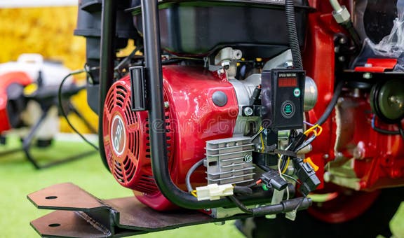 Close-up of a Tractor Engine. Modern Engine in a Walk-behind Tractor ...