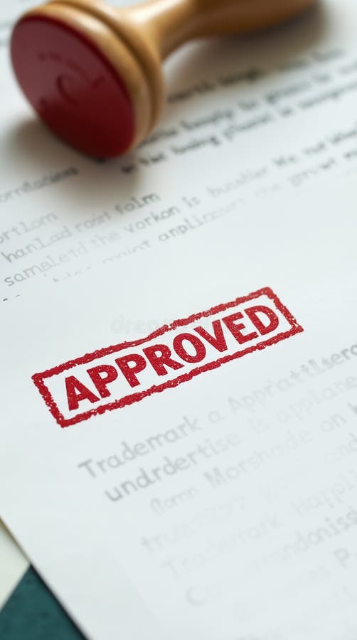 Trademark Application Approval Shown with Red Rubber Stamp Stock ...