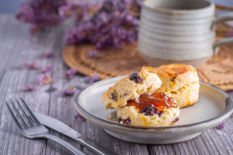 Scones on a plate stock photo. Image of english, baked - 232437982