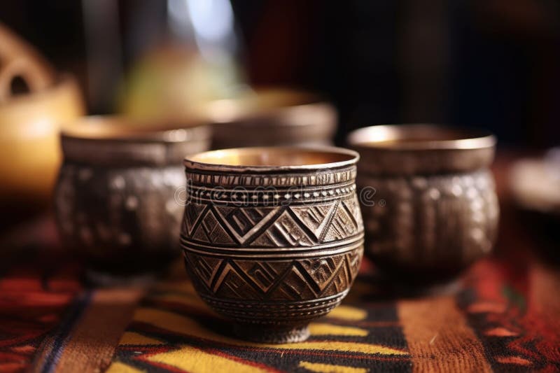 Close-up of Traditional Ethiopian Coffee Cups Cini Stock Illustration ...