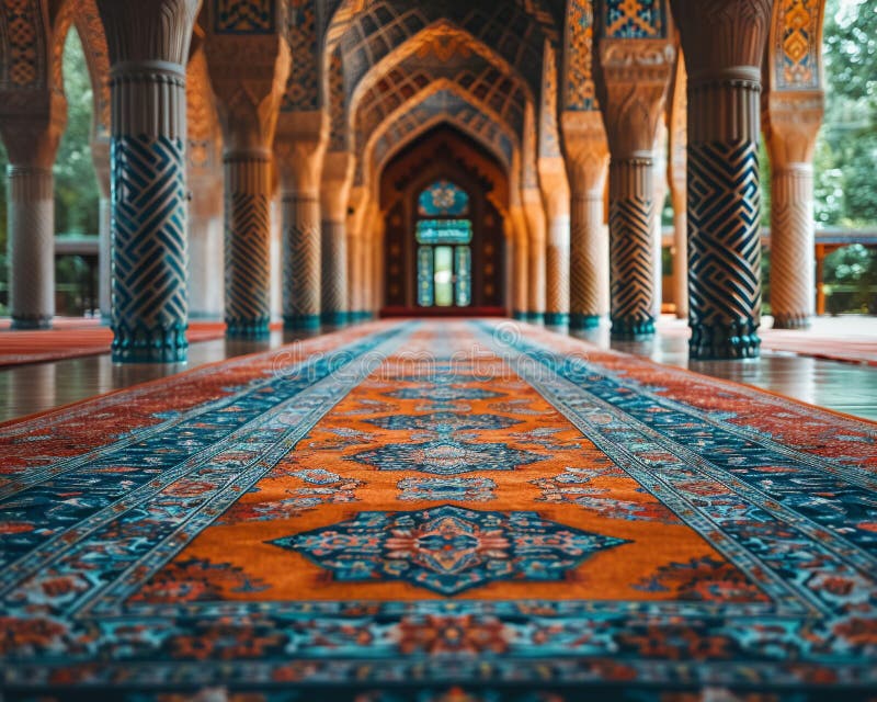 Close-up of Traditional Prayer Rugs Inside a Mosque Stock Photo - Image ...