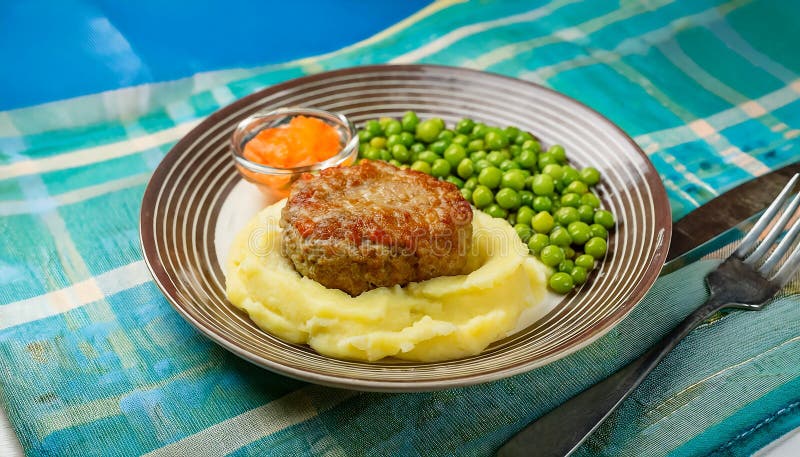 Close-Up of a Traditional Swedish Wallenbergare Dish with Mashed ...