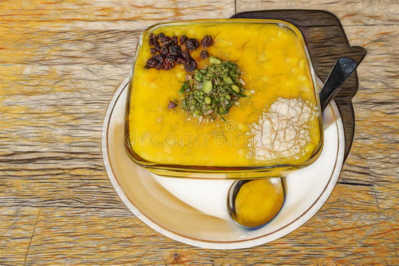 Close Up Traditional Turkish Dessert Zerde. Stock Image - Image of ...