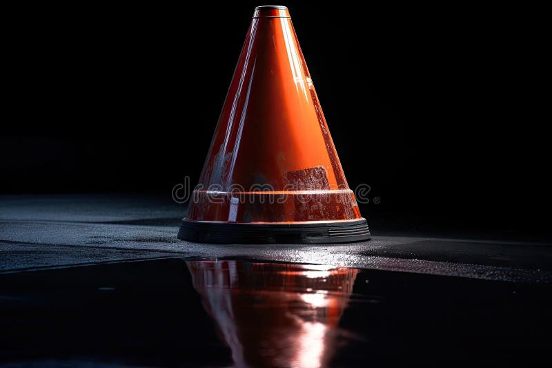 Close-up of Traffic Cone with Its Reflective Surface Shining Brightly ...
