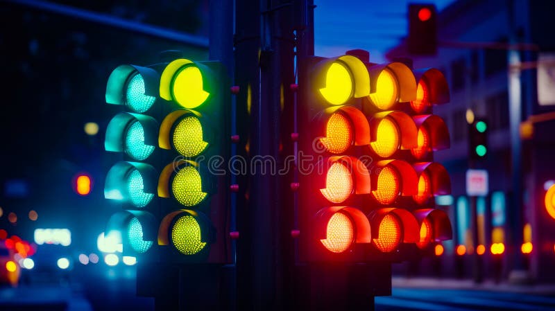 Close Up of Traffic Light on City Street. Generative AI Stock ...