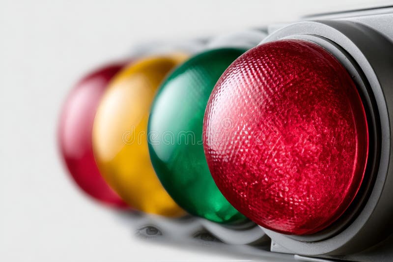 A Close Up of a Traffic Light with Four Different Colored Lights Stock ...
