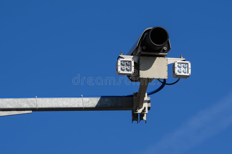 Close Up of Traffic Security Camera Surveillance on the Road Against a ...