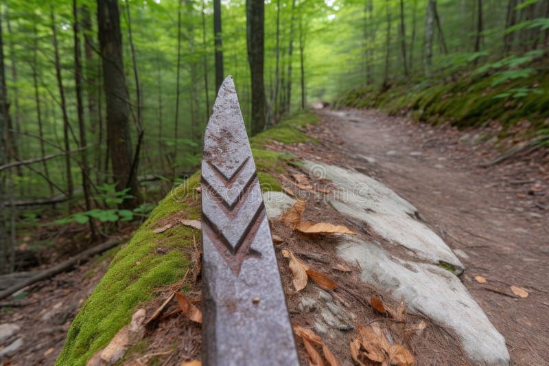 Close-up of Trail Marker with Arrow Pointing the Way Forward Stock ...