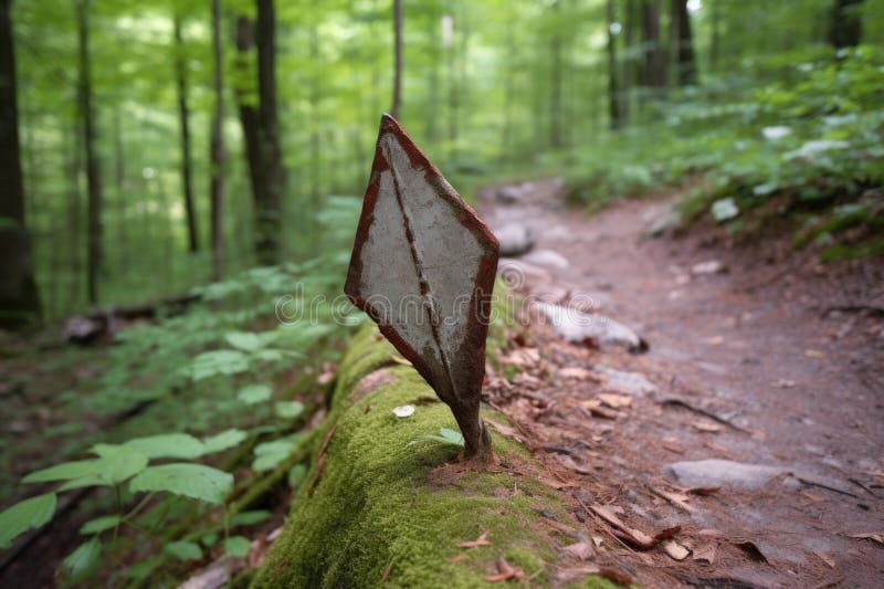 Close-up of Trail Marker with Arrow Pointing the Way Forward Stock ...