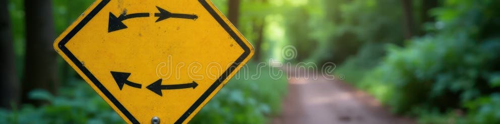 Close Up of Trail Marker with Directional Arrows, Forest Path, Forest ...