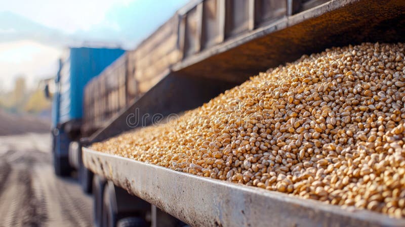 Close-up of a Trailer for Transporting Grain for Loading Bulk Cargo ...