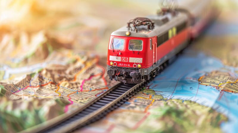 Close Up of Train on Map, Travel Concept. Stock Image - Image of ...