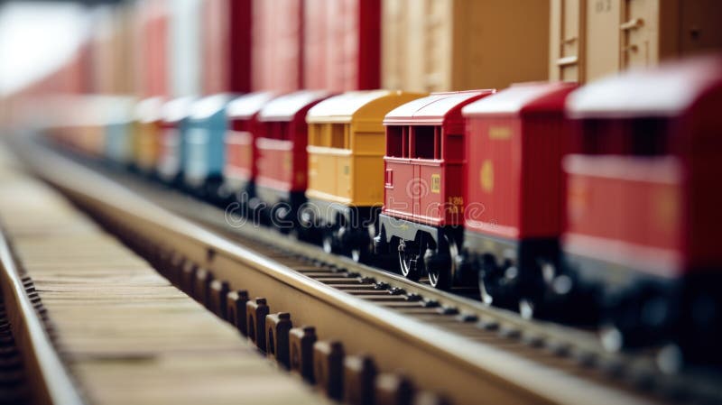 A Close Up of a Train on the Tracks with Other Trains, AI Stock Image ...
