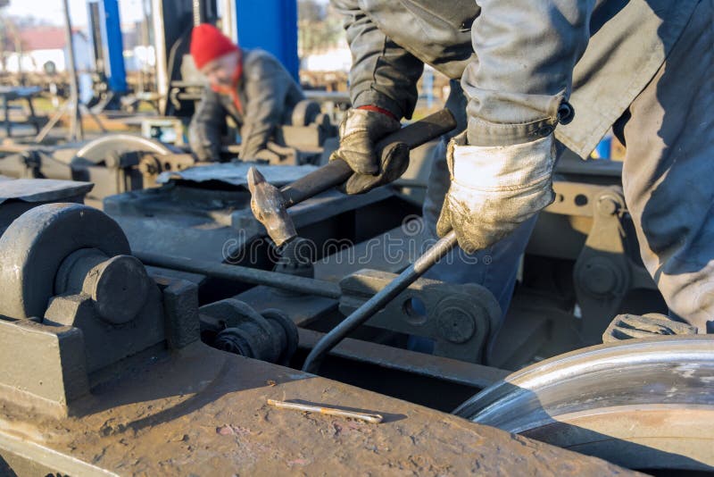 Close Up Train Wheel Removed from Train for Maintenance in Depot Main ...