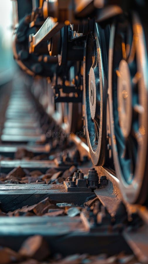 Close-up of Train Wheels on Rail Track, Industrial Details ...
