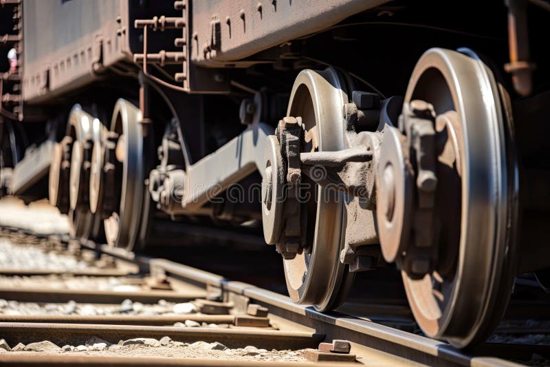 Close-up of Train Wheels Rolling Along the Tracks Stock Illustration ...
