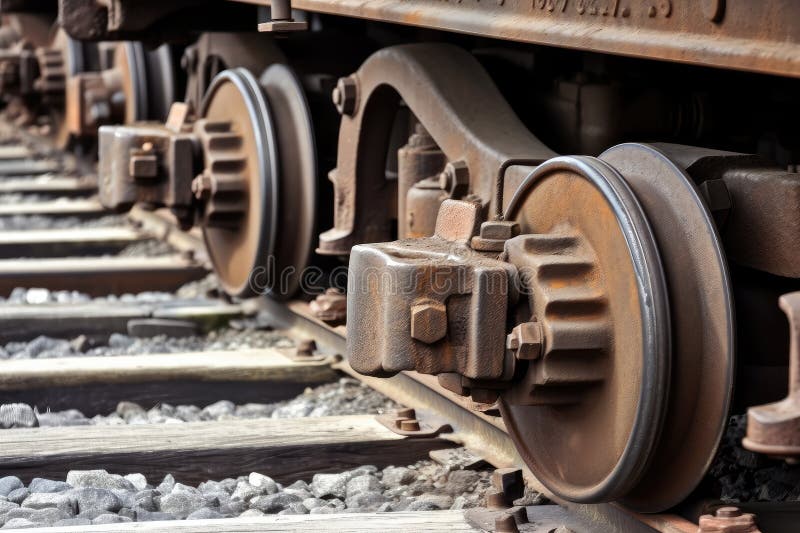 Close-up of Train Wheels Rolling Along the Tracks Stock Illustration ...