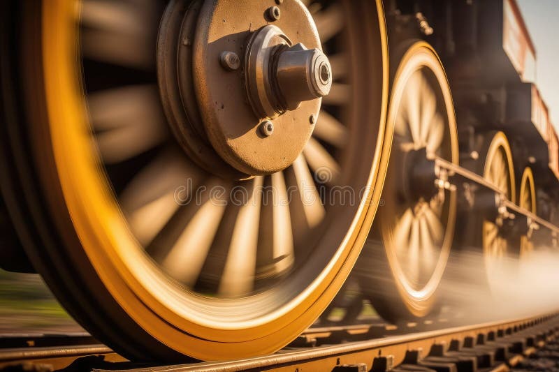 Close-up of Train Wheels Rolling on Track, with Blur of Motion Stock ...