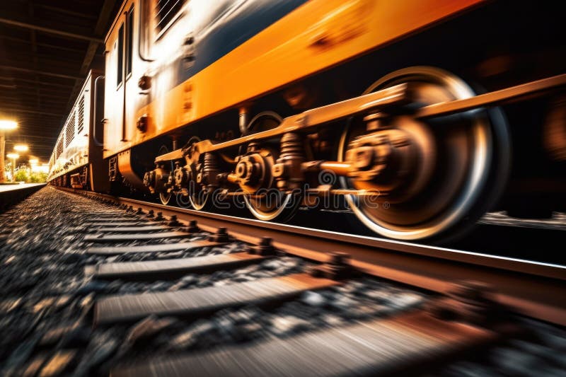 Close-up of Train Wheels on Shiny Rails Stock Image - Image of ...