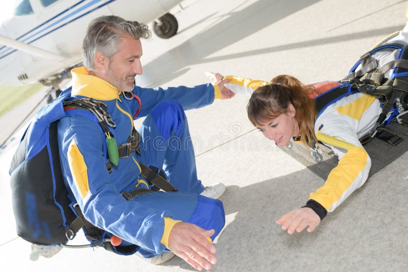 Close Up Training for Skydiving Stock Image - Image of coach, safety ...